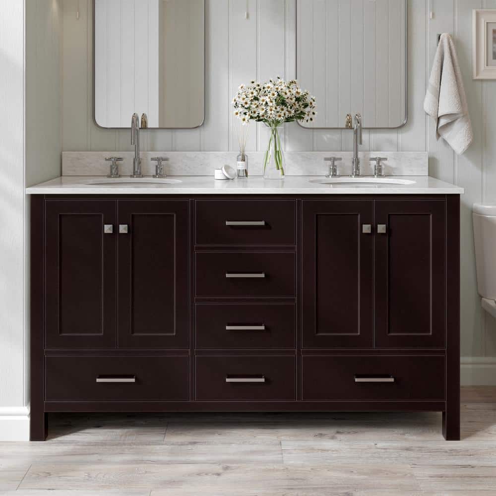 ARIEL Cambridge 60 in. Double Sink Freestanding Bathroom Vanity in ...