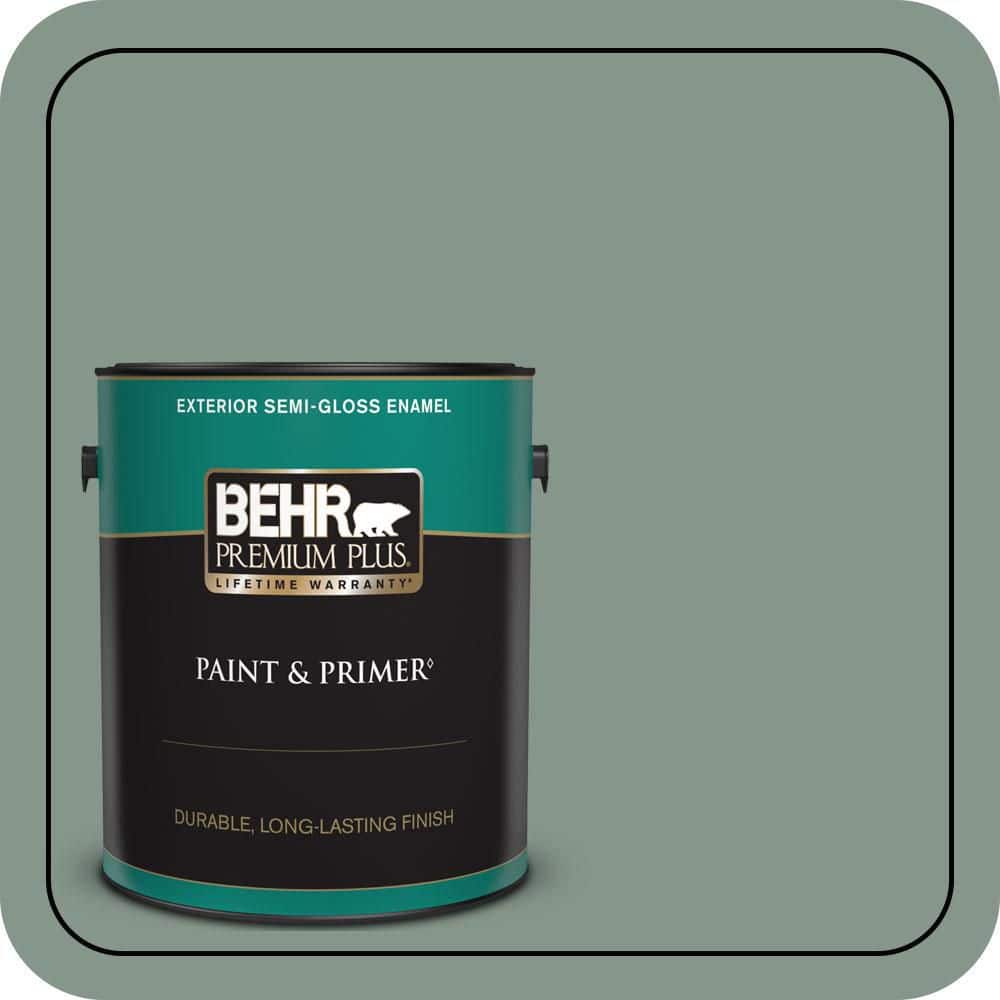BEHR PREMIUM PLUS 1 gal. #N420-4 Underground Gardens Semi-Gloss Enamel ...
