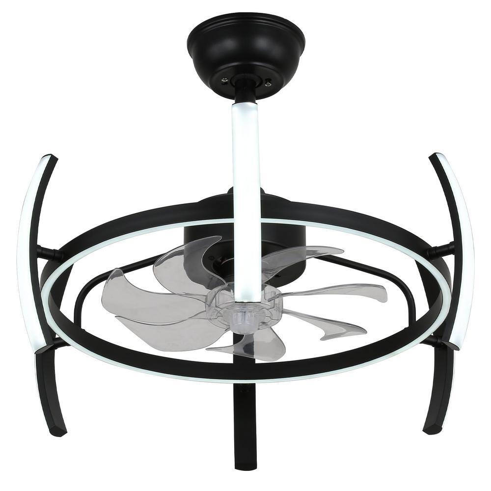 Bella Depot 24 in. Indoor DIY Shade Black Dimmable Ceiling Fan with LED ...