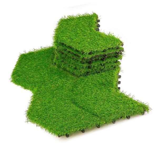 Pro Space 12 in. x 12 in. Geometric Interlocking Flooring Tiles Tufted ...