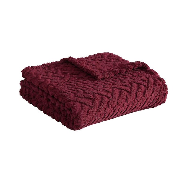 Nautica Declan Red Sherpa 50 in. x 60 in. Throw Blanket USHSHF1297625 ...