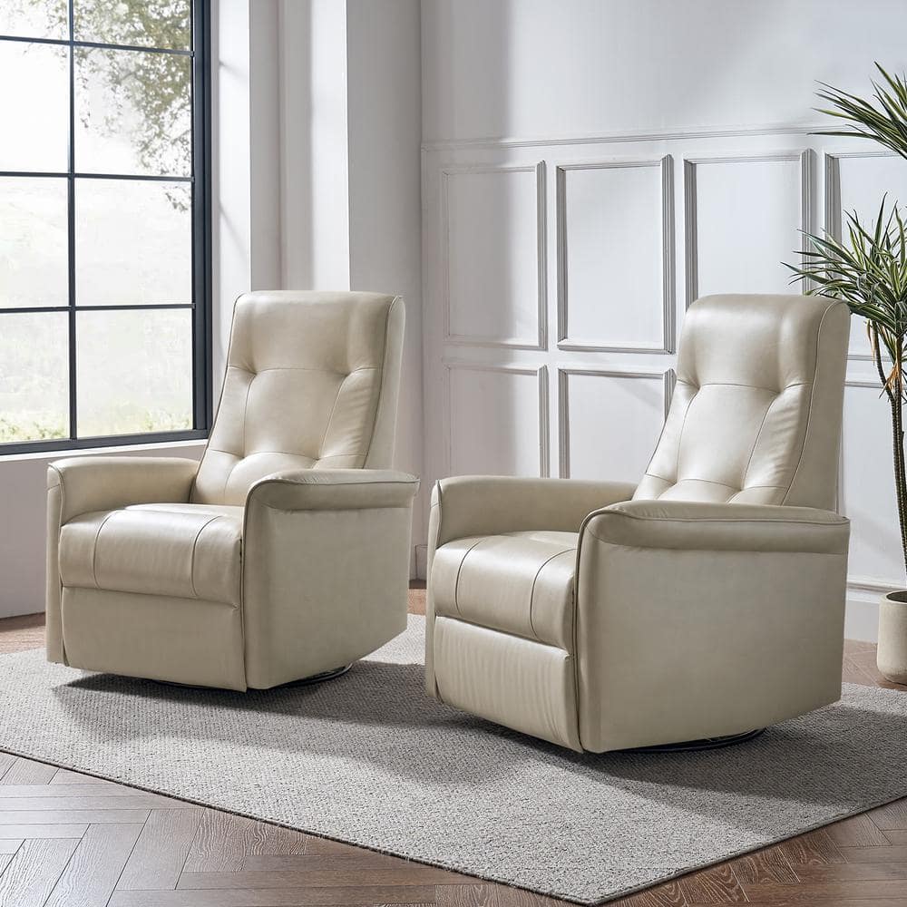 JAYDEN CREATION Urban Beige Vegan Leather Swivel Rocker Power Recliner ...