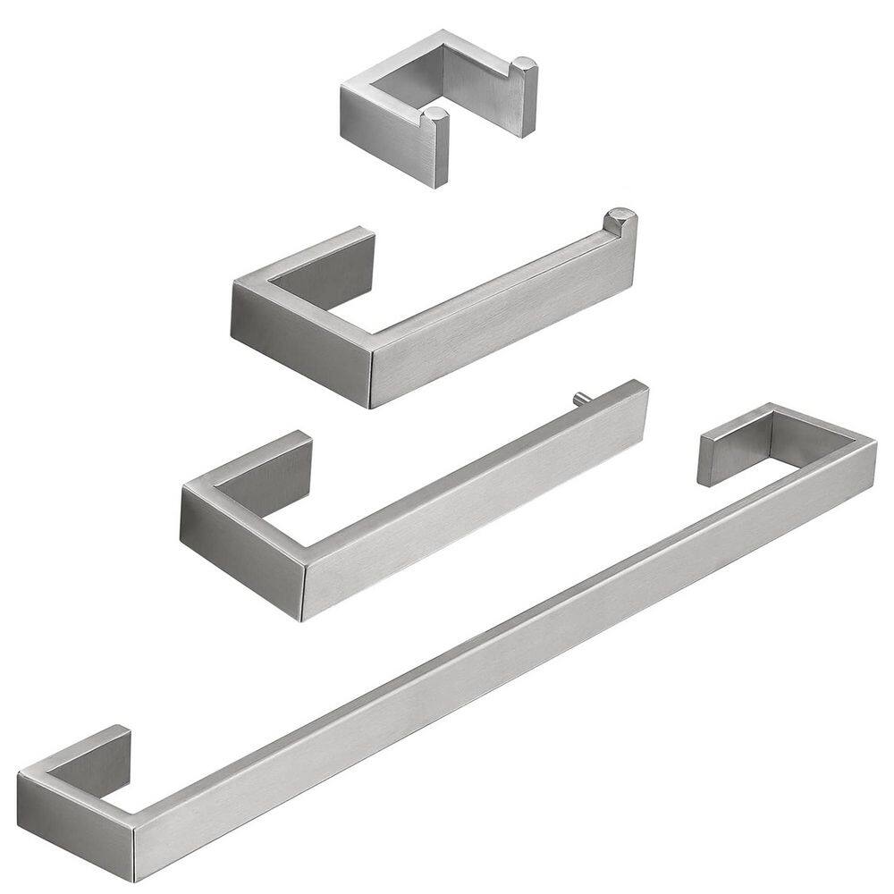 ATKING Stainless Steel 4 -Piece Bath Hardware Set with Towel Bar Towel ...