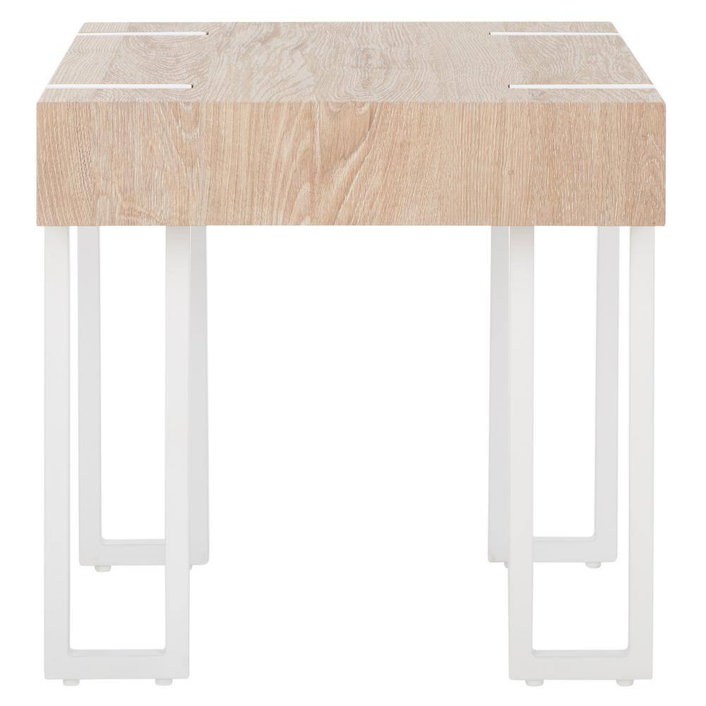 SAFAVIEH Aberton 19.7 in. Natural/White Square Wood End Table ACC7002A ...