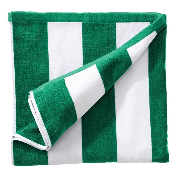 FRESHFOLDS Green Striped Cotton Double Beach Towel EC100099 - The Home ...