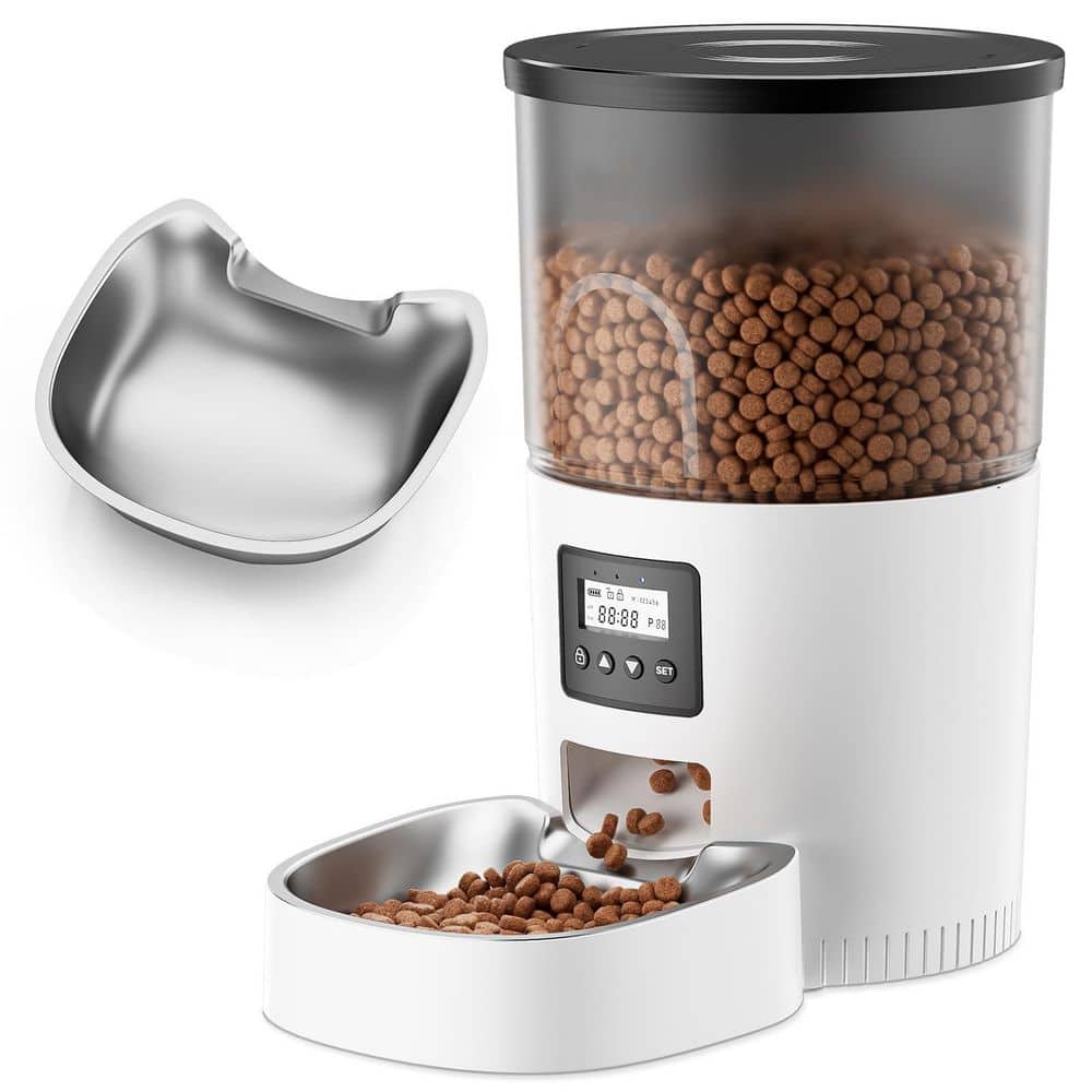 Wudkey 1 Piece Silver Timed Cat Dry Food Dispenser, Programmable ...