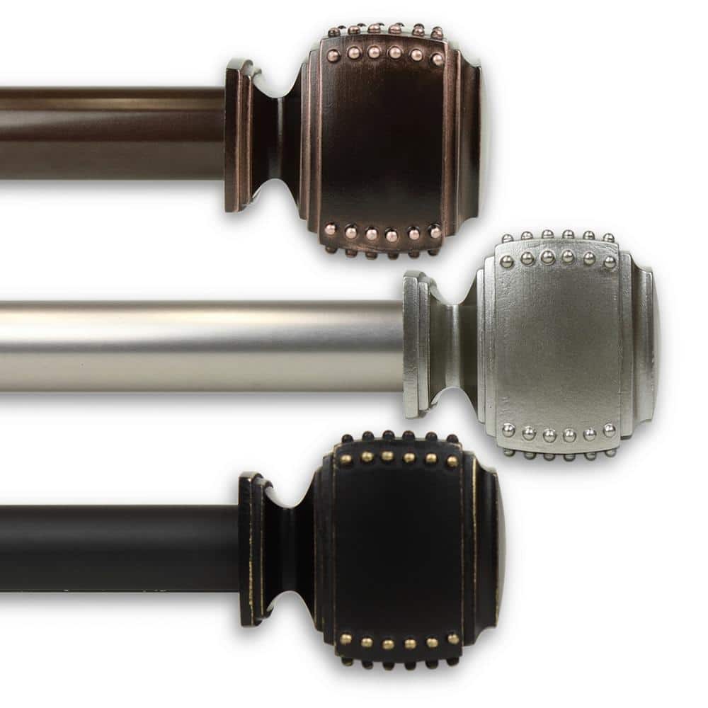 Rod Desyne Studded 1 in. Single Curtain Rod 160 in. to 240 in. in Black ...