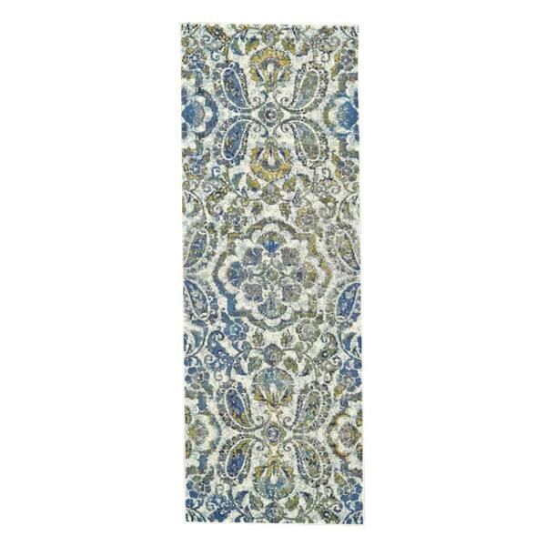 HomeRoots 2 X 8 Ivory and Blue Floral Runner Rug 2000511147 - The Home ...