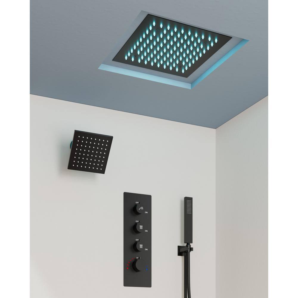 Cranach Thermostatic Valve 7 Spray Led 12 And 6 In Square Ceiling