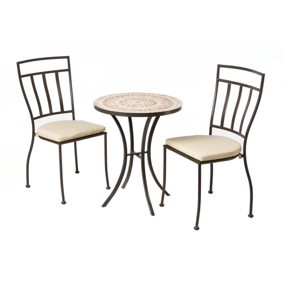 Alfresco 3-Piece Outdoor Dining Bistro Set with 24 in. Round Ceramic ...