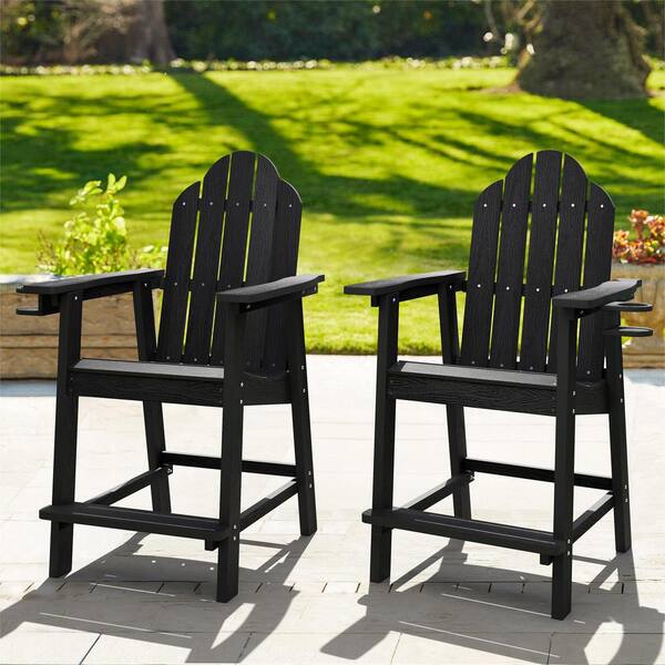 Lue Bona Sean Black Outdoor Bar Stool Patio Plastic Adirondack Chair
