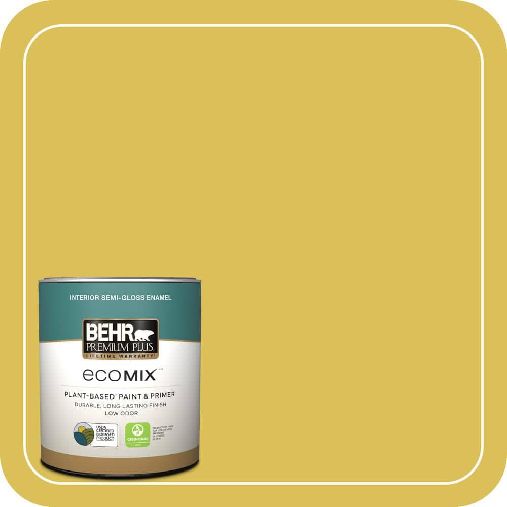 BEHR PREMIUM PLUS 1 qt. #P320-6A Flustered Mustard Semi-Gloss Enamel ...