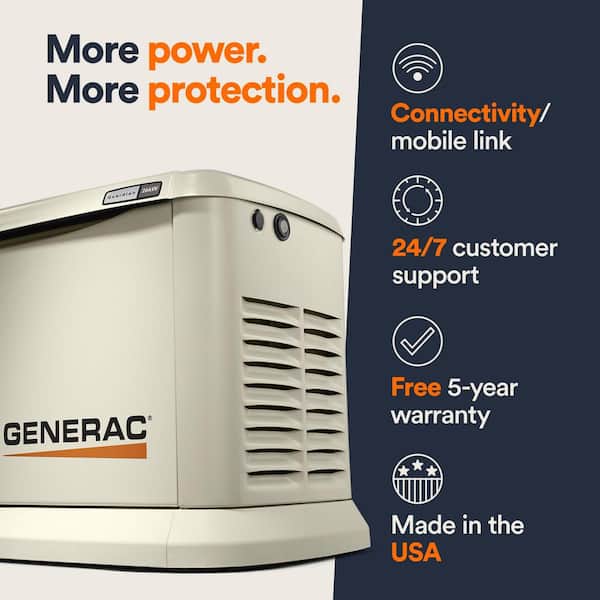 Generac 26,000 Watt - Dual Fuel Air- Cooled Whole House Home Standby ...