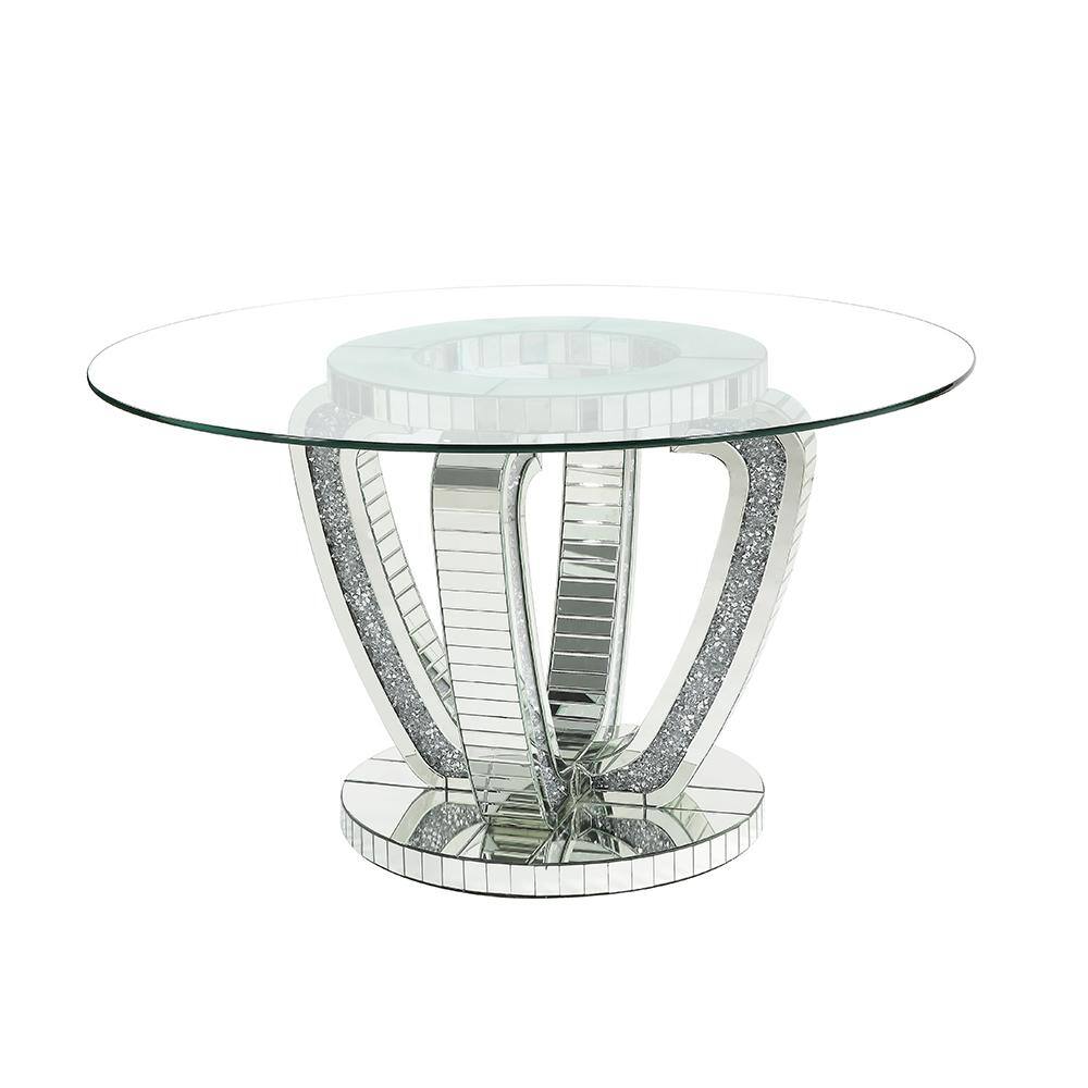 Acme Furniture Noralie Mirrored and Faux Diamonds Glass 52 in. Column ...