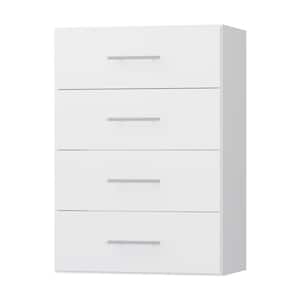 HOMEIBRO 31.5 in. W White Walk-in Modular 4 Drawers Short Tower Unit ...