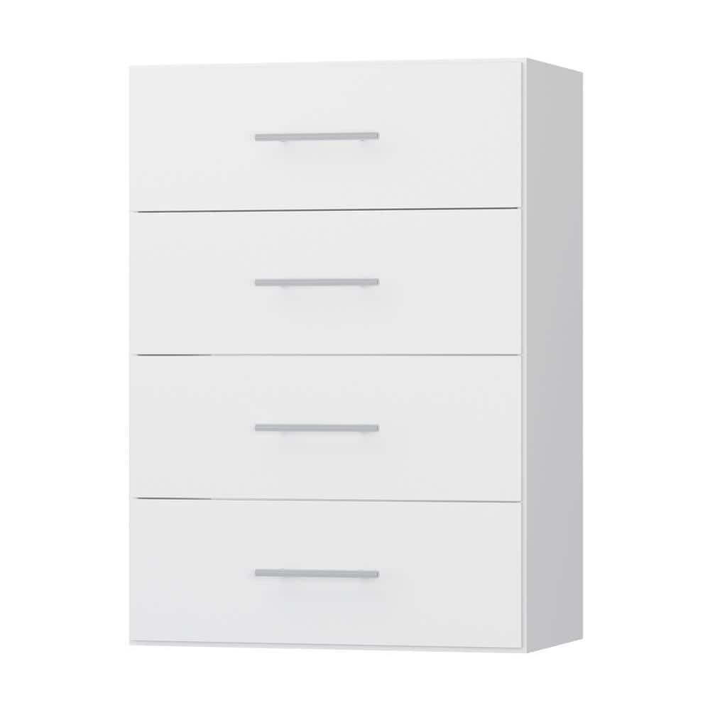 HOMEIBRO 31.5 in. W White Walk-in Modular 4 Drawers Short Tower Unit ...