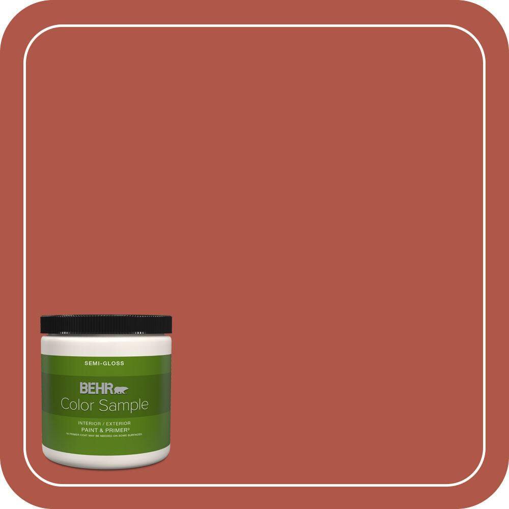 BEHR PREMIUM PLUS 8 oz. #PPU2-14 Tibetan Orange Semi-Gloss Interior ...