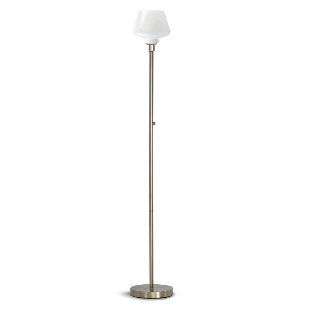 HomeGlam Cafe 71 in. Brushed Nickel LED Dimmable Torchiere Floor Lamp ...