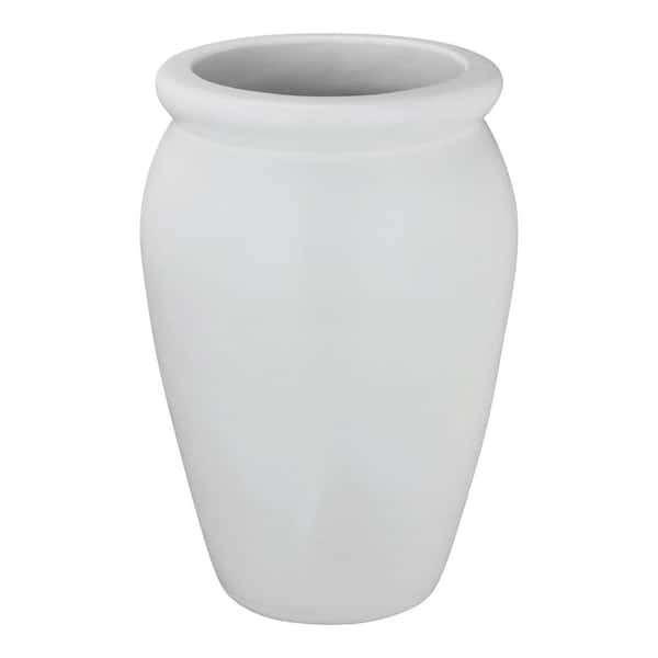 Vigoro Large White Tall Terracotta Planter with Drainage Hole (15 in. L ...