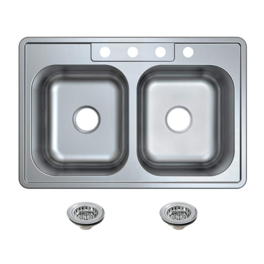 Kingston Brass Studio 14 in. Drop-in Double Stainless SteelKitchen Sink ...