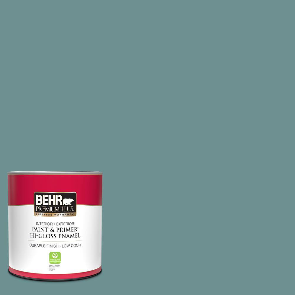 BEHR PREMIUM PLUS 1 qt. #500F-6 Hallowed Hush Hi-Gloss Enamel Interior ...