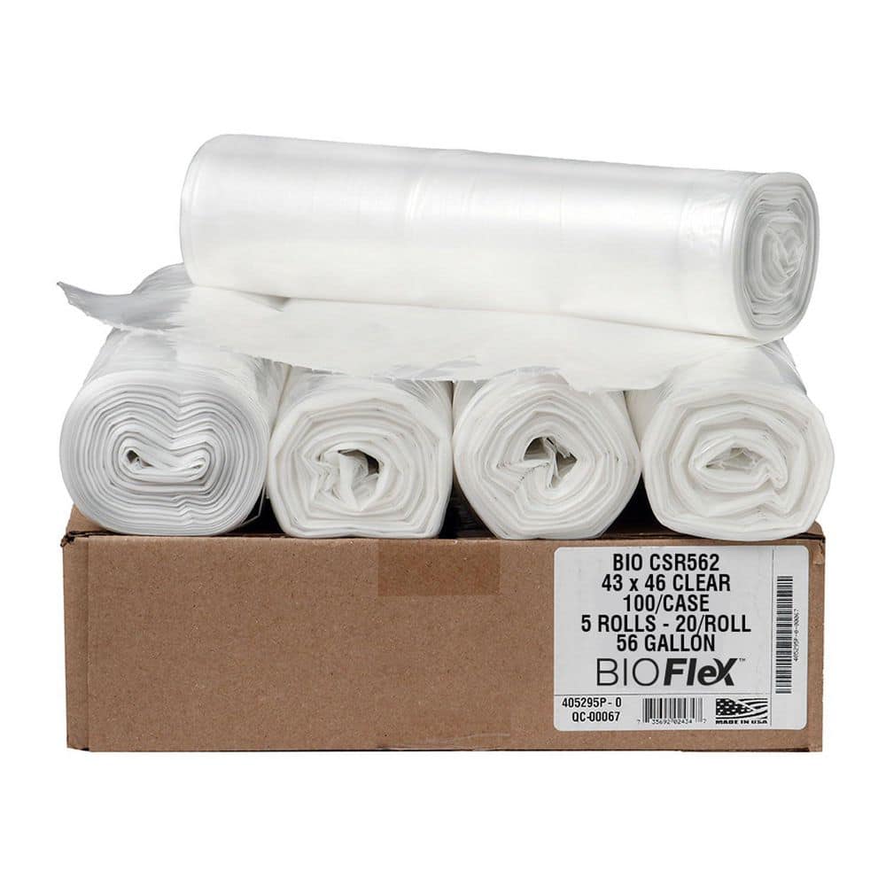 Aluf Plastics 56 Gallon 1.5 MIL (eq) Clear Heavy Duty Garbage Bags-43 ...