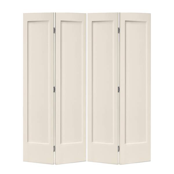 CALHOME 60 in. x 80 in. 1-Panel Shaker Beige Painted MDF Composite Bi ...