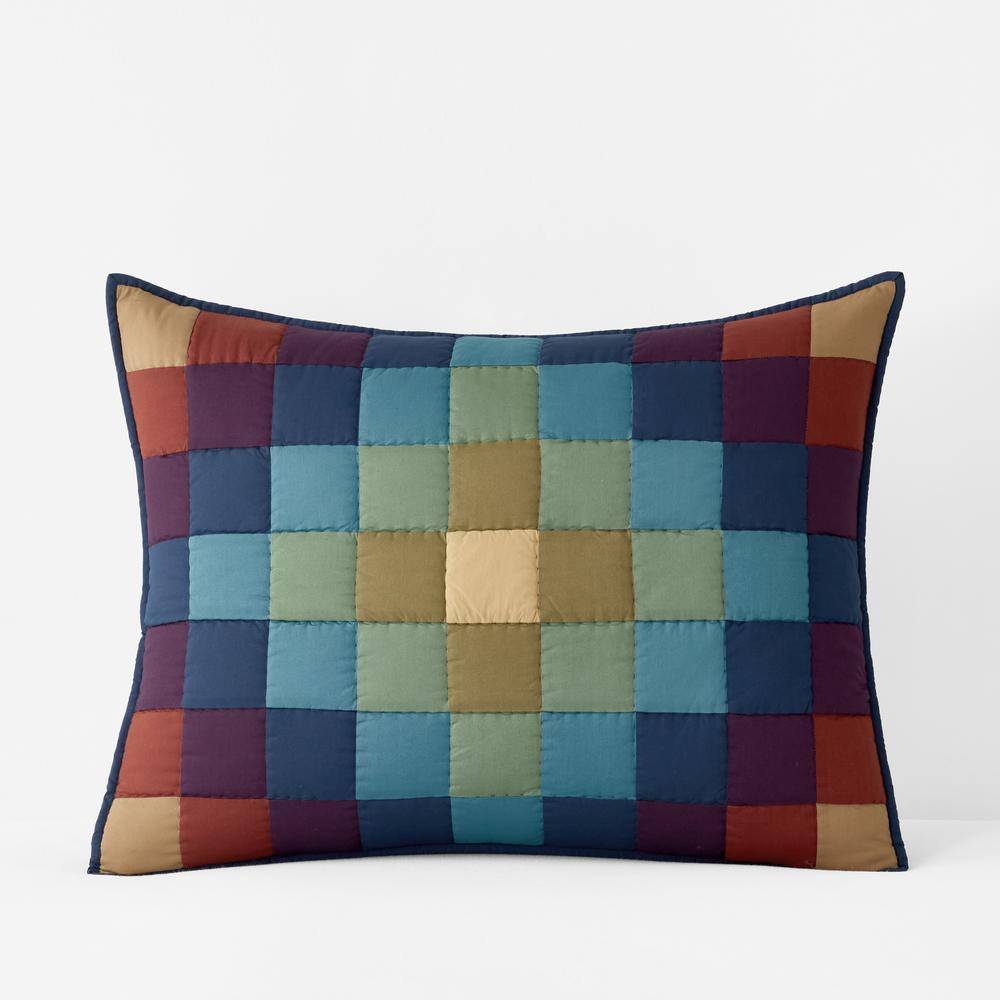 The Company Store Geometric Blocks Blue Multi Cotton Standard Sham 50981F-STD-BLUE-MULTI - The ...