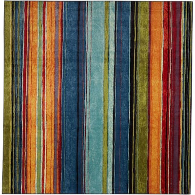 Mohawk Home Rainbow Multi 7 ft. 6 in. x 10 ft. Striped Area Rug 3-Piece ...