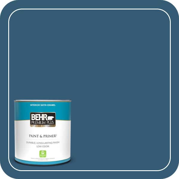 BEHR PREMIUM PLUS 1 qt. #M490-7 Shasta Lake Satin Enamel Low Odor ...