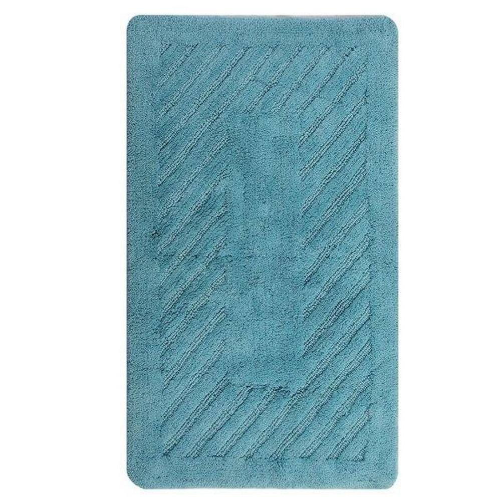 PERTHSHIRE Diagonal Racetrack Aqua 24 in. x 40 in. Reversible Bath Rug ...