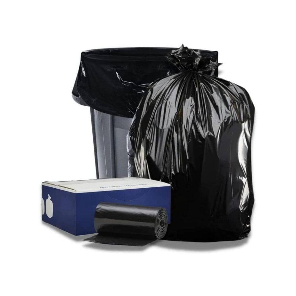 Plasticplace 33 in. W x 48 in. H 42 Gal. 3.0 mil Black Contractor Bags ...