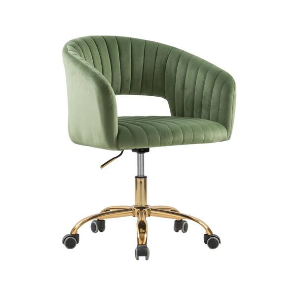 HOMEFUN Modern Cute Upholstered Velvet Swivel and Adjustable Task Chair in Green with Arm HFHDSN 9173GN The Home Depot