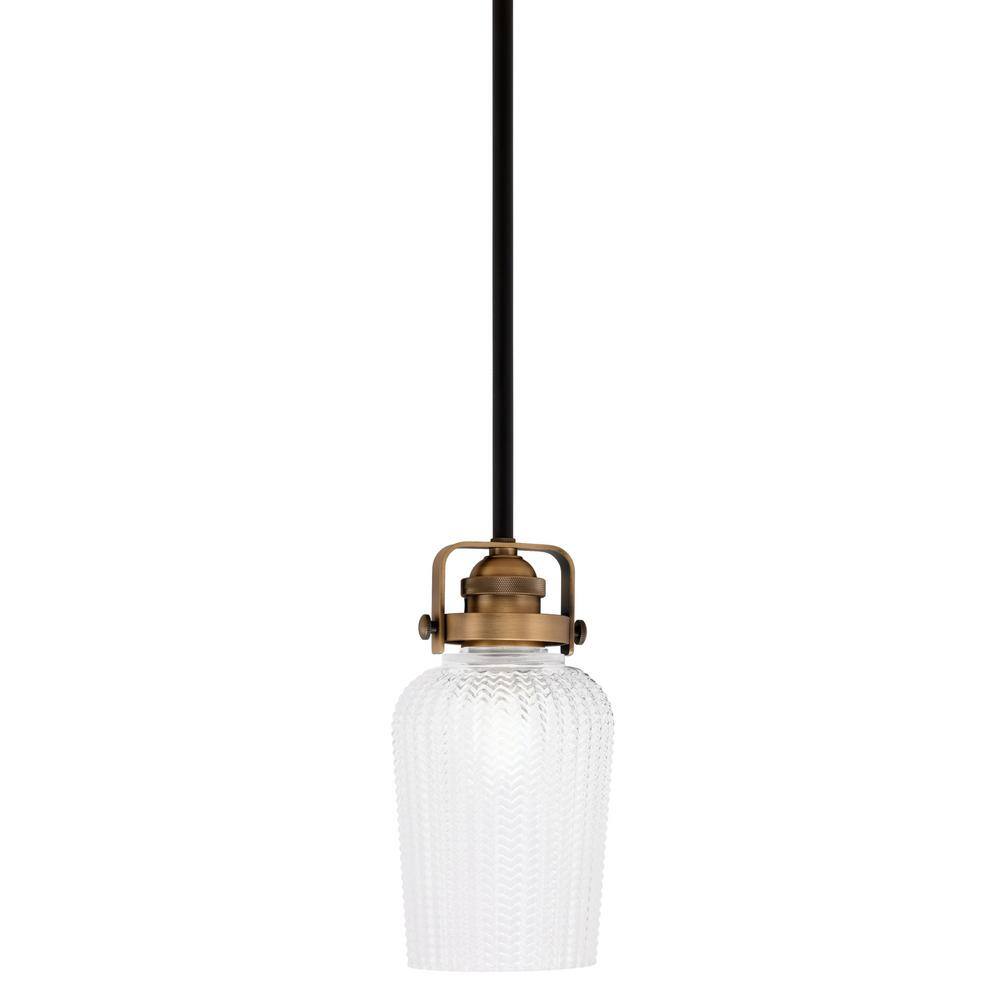 Decatur 60-Watt 1-Light Black and Brass Light Mini Pendant with 5 in ...