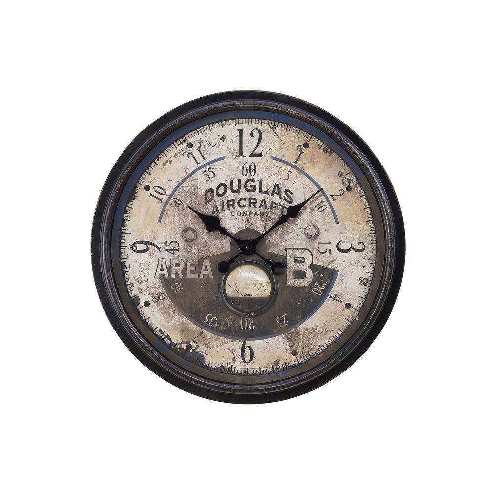 Antique Brown Analog Plastic Vintage Aviator Print Wall Clock, Round ...