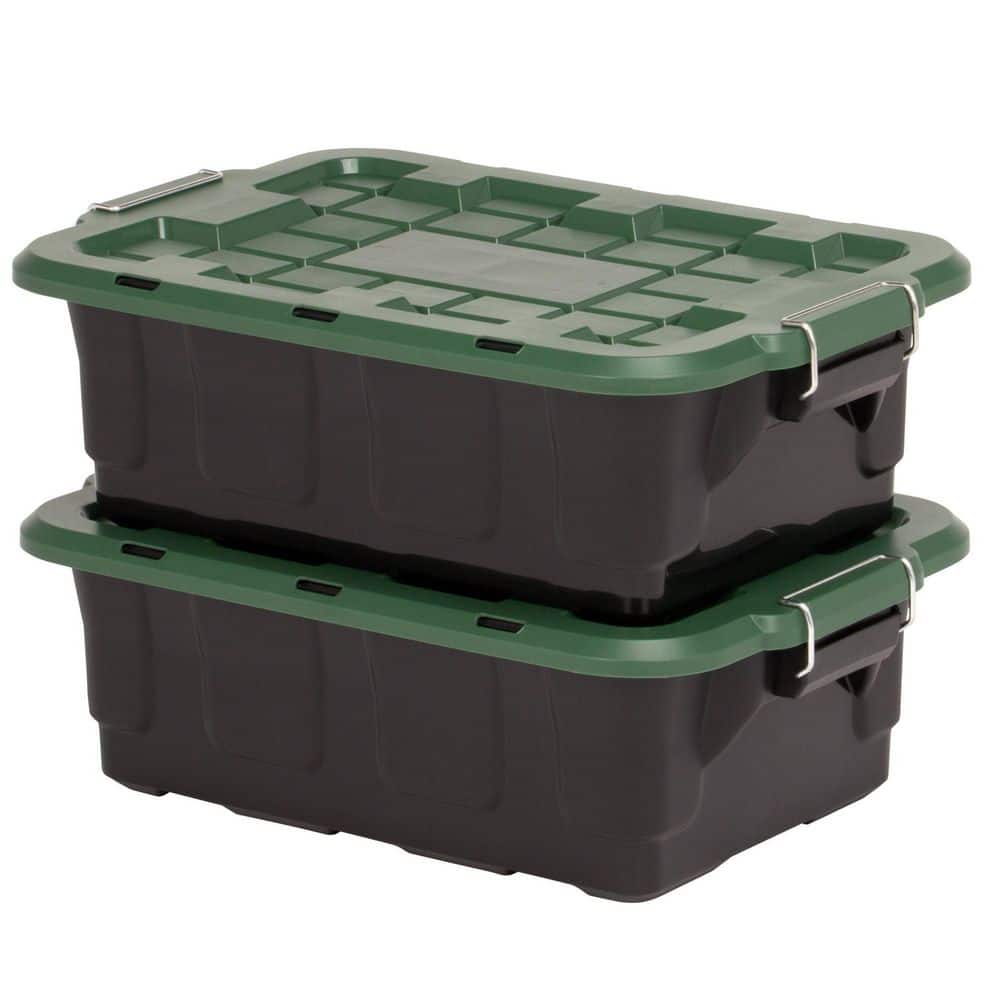 HOMZ 2 Pack 10 Gal. Plastic Stackable Home Storage Bins with Lids in ...