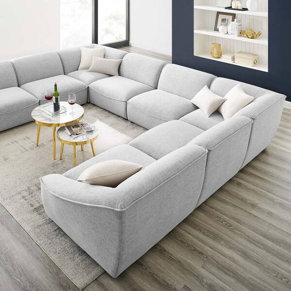 MODWAY Comprise 8 Piece Light Gray Fabric Upholstery U Shape Symmetrical Sectionals Sofa EEI 5414 LGR The Home Depot
