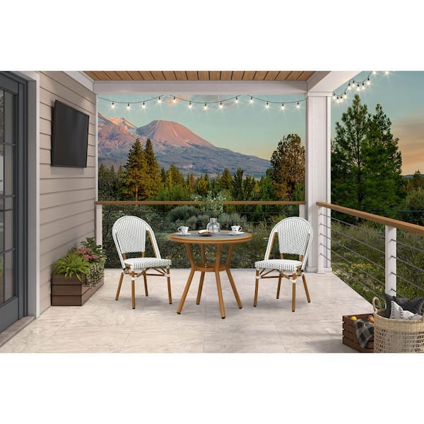 PURPLE LEAF 3-Piece Aluminum All-Weather Outdoor Dining Set with Rattan ...