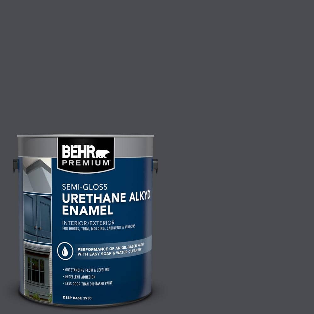 BEHR PREMIUM 1 gal. #N500-7 Night Club Urethane Alkyd Semi-Gloss Enamel ...