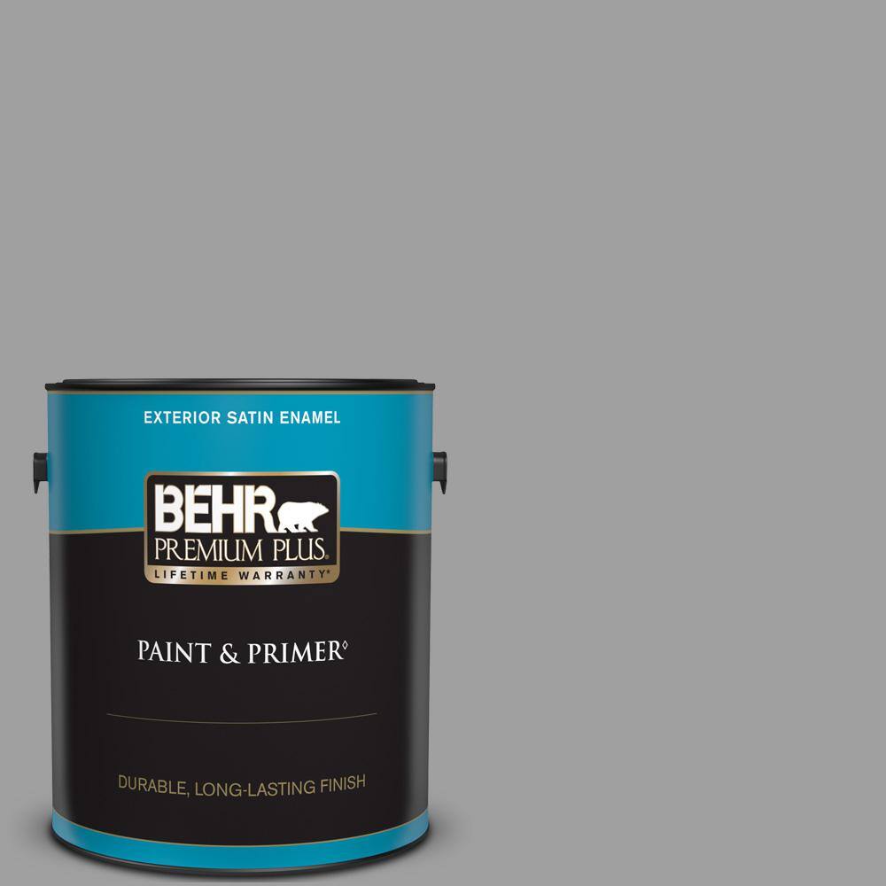 BEHR PREMIUM PLUS 1 gal. #PPU26-06 Elemental Gray Satin Enamel Exterior ...