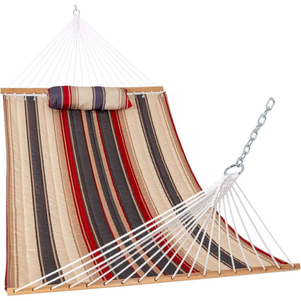 12 ft. Quilted Fabric Hammock with Pillow, Double 2 Person Hammock ...