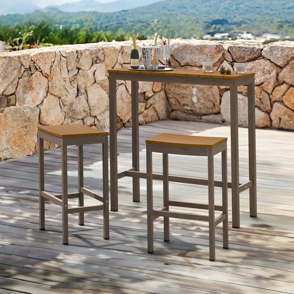 Lue Bona Humphrey 6 Piece 39 In Brown Aluminum Outdoor Patio Dining Set