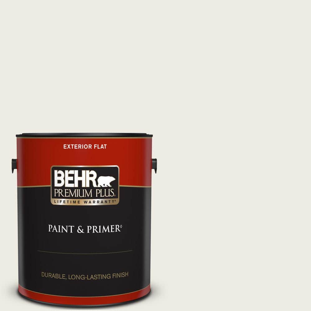 BEHR PREMIUM PLUS 1 gal. #GR-W08 Arcade White Flat Exterior Paint ...