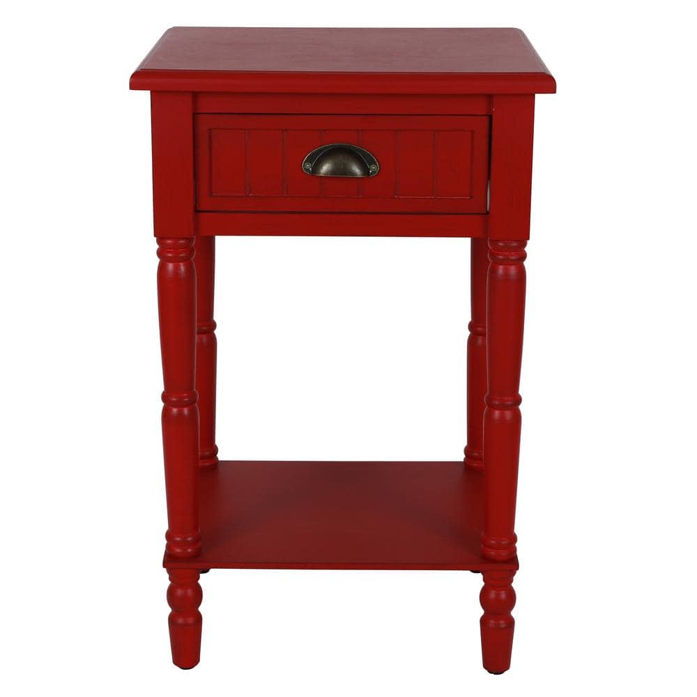 Decor Therapy Bailey Bead Antique Red Side Table FR8681 - The Home Depot