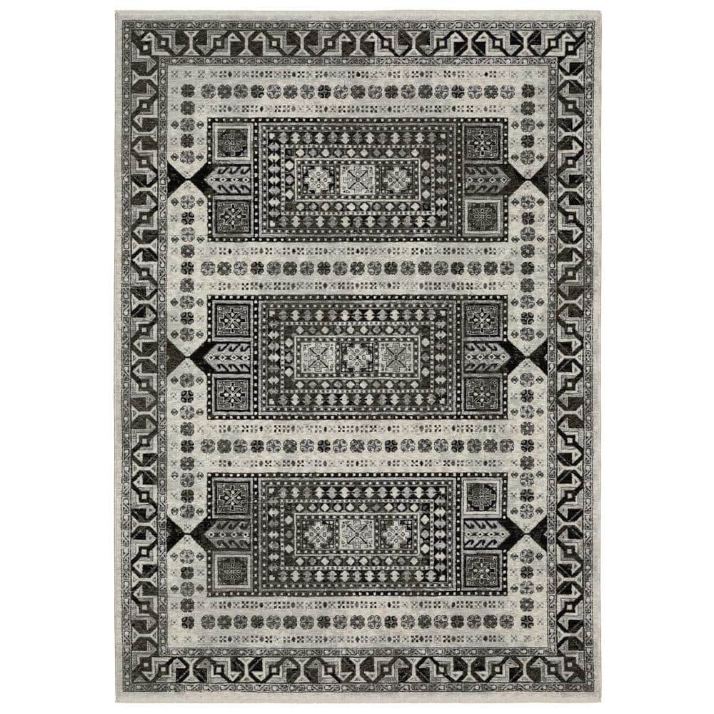AVERLEY HOME Channing Ivory/Charcoal 2 ft. x 8 ft. Tribal Geometric ...
