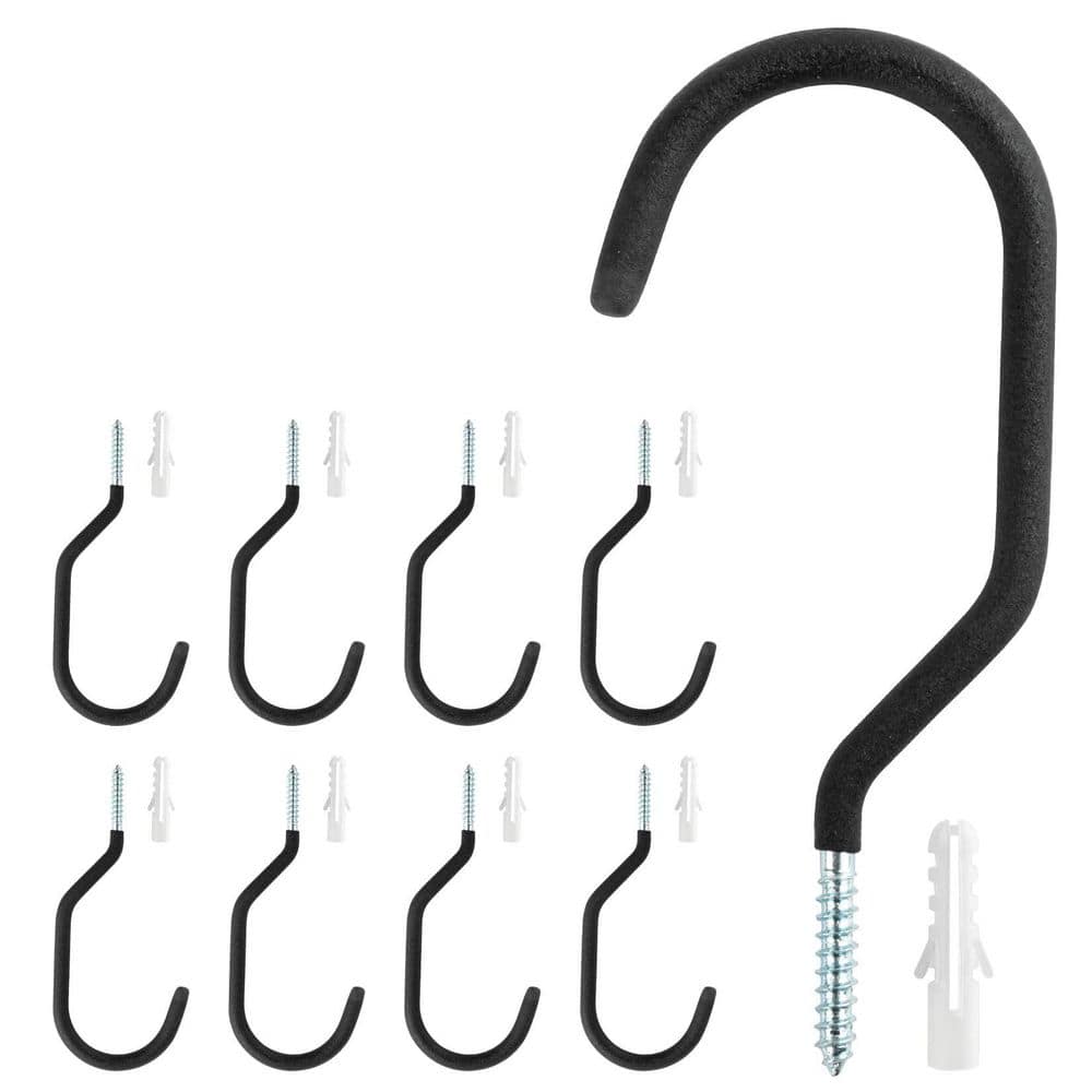 Vrbgify 10 Garage Hooks 10 in. Matte Black Carbon Steel Heavy Duty Anti ...