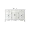 Timeless Home 60 in. W Bath Vanity in Antique White with Marble Vanity ...