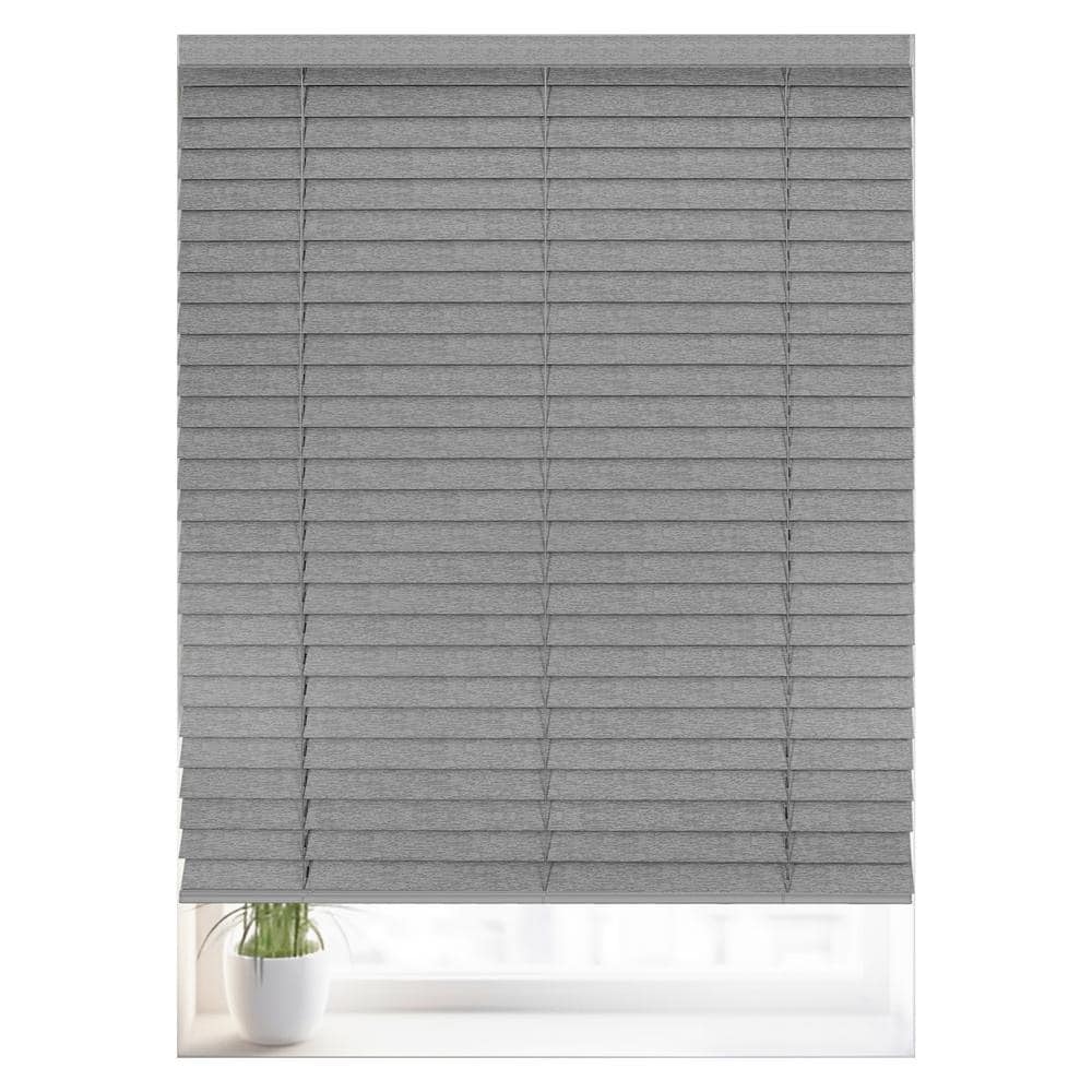 Chicology Gray Textured Cordless Darkening Faux Wood Blinds with 2 in ...