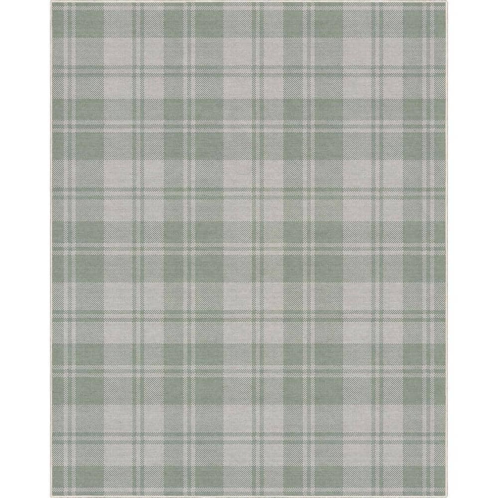 Well Woven Green 5 ft. x 7 ft. Apollo Plaid Farmhouse Geometric Area ...