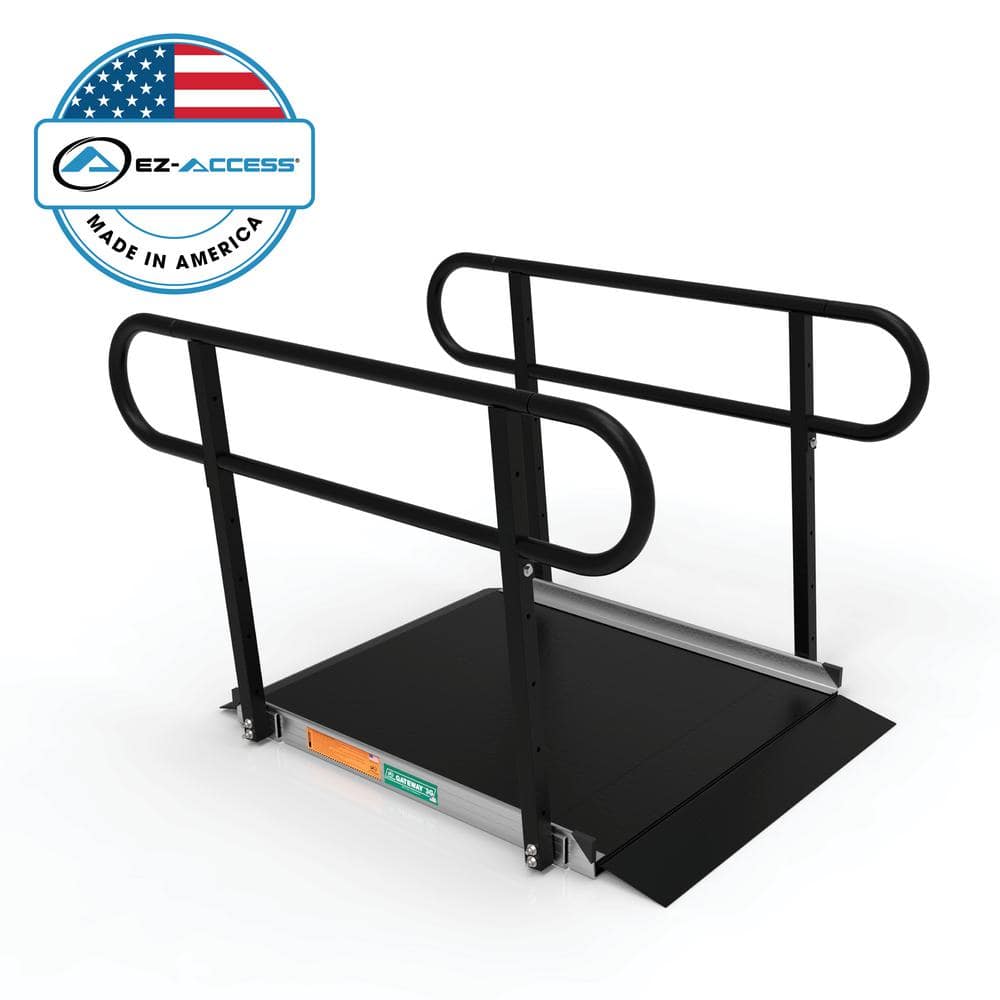 EZ-ACCESS GATEWAY 3G 4 ft. Aluminum Solid Surface Black Wheelchair Ramp with Black 2-Line ...